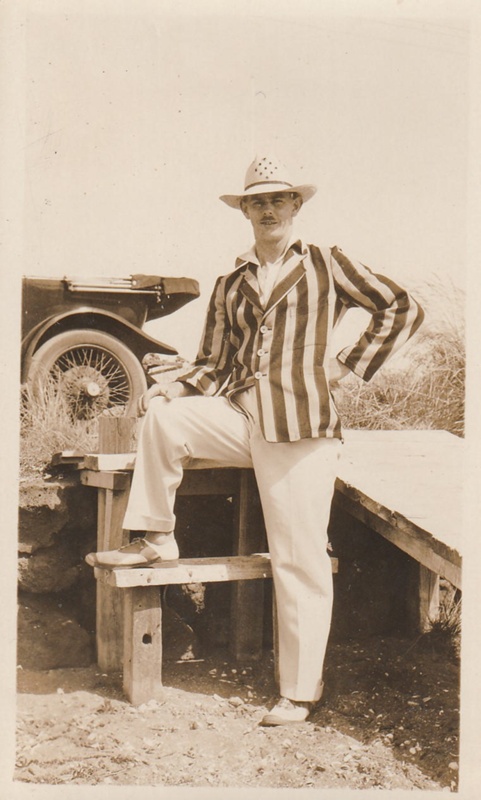 Geoffrey Fairfield at Bucklands Beach. The Ansaldo is behind him.; 2018 ...