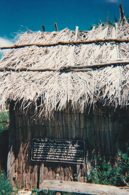 The mail runner's raupo whare/cottage at Howick Historical Village with ...