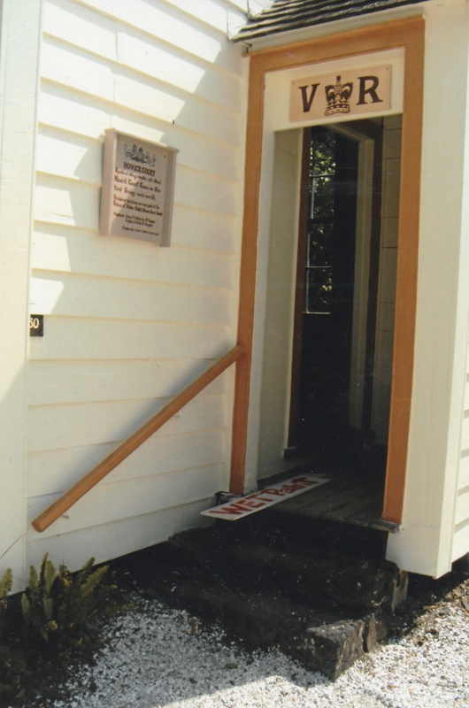 The entrance to the Courthouse in Howick Historical Village, showing ...