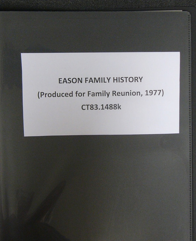 Genealogical document, Eason Family Reunion Booklet, 1977.; Eason ...