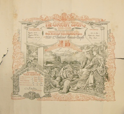 Certificate of Service in the New Zealand Expeditionary Force (NZEF ...