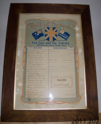 Roll, honour; A H Reed; c1918; 2011.202 | eHive