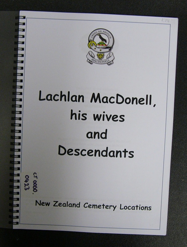 MacDonell, Lachlan family history; McLay, Heather; Sept. 2013; 0000. ...