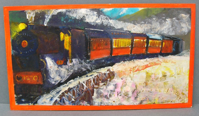 Painting: Unmounted painting of a steam train by Fergus Collinson ...