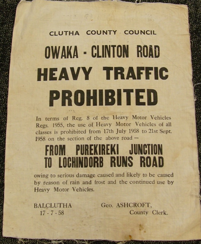 Fabric Road Warning Signs; Clutha County Council; 1958; CT04.4587 | eHive