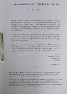 The McLennans of the Upper Tahakopa, compiled by H.S.Jenks; Jenks, H S ...