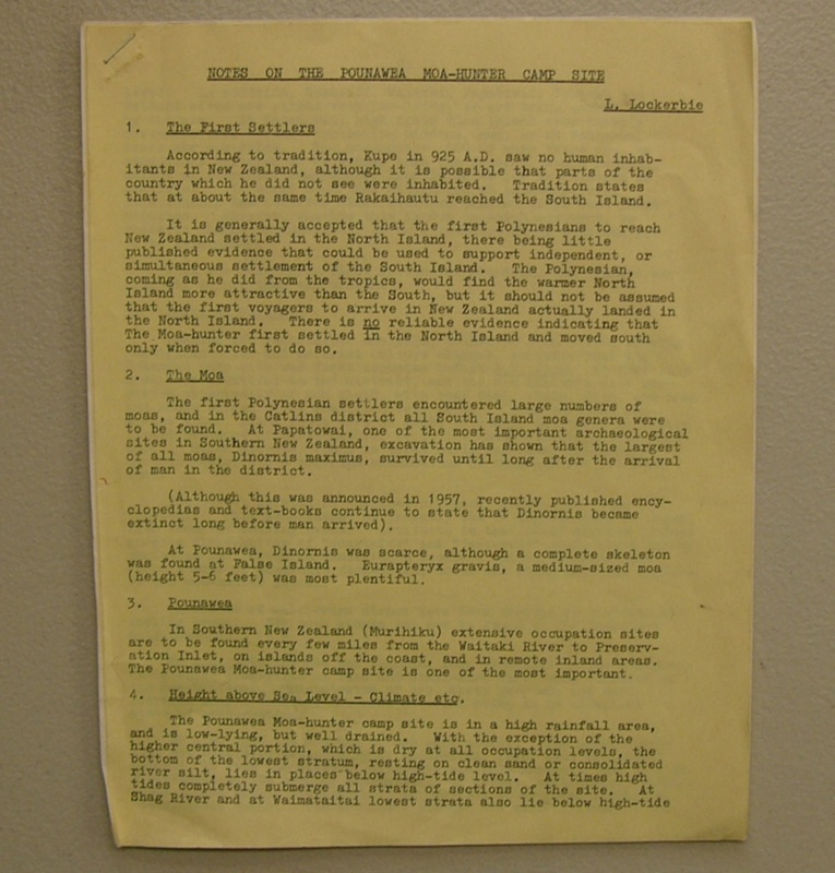 Notes on the Pounawea Moa-Hunter Camp Site by L Lockerbie; Lockerbie ...