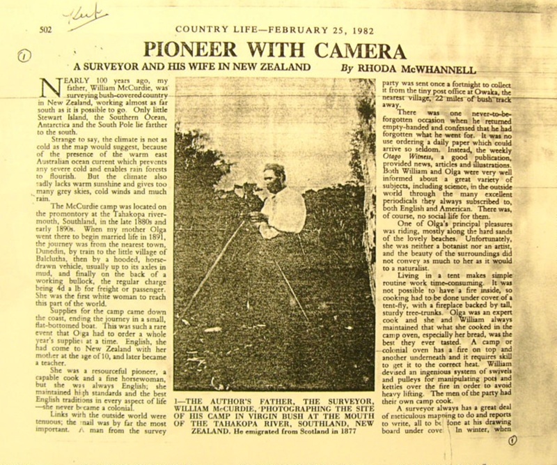 Magazine article - Pioneer With Camera (McCurdie); McWhannell, Rhoda ...