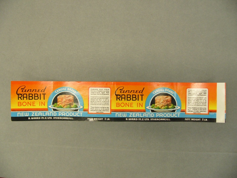 Labels for tinned Rabbit ; S Ward (NZ) Ltd; -; CT78.941 | eHive