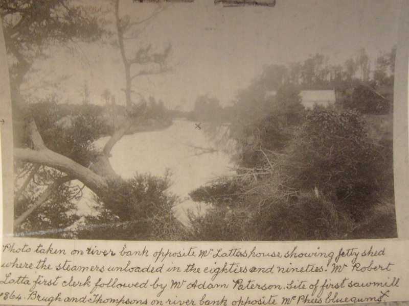 Photograph: Stretch of Owaka River showing jetty shed; -; CT08.4846.7 ...