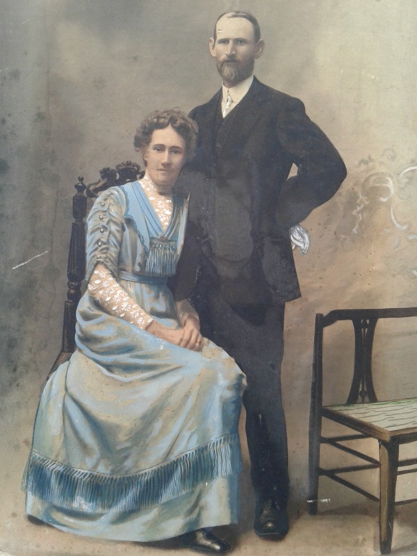 James Wright and Margaret Jane Falconer, hand-coloured wedding portrait ...