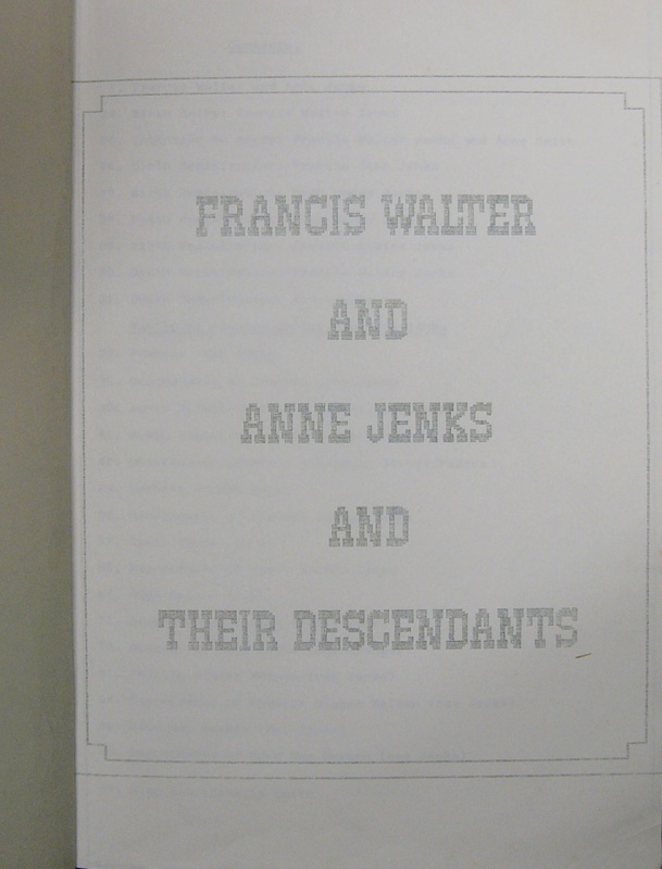 Genealogical document, Francis Walter and Anne Jenks and their ...