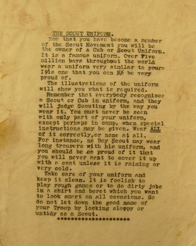 Booklet on Scout Uniforms; G A Mains; 0000.2501.51 | eHive