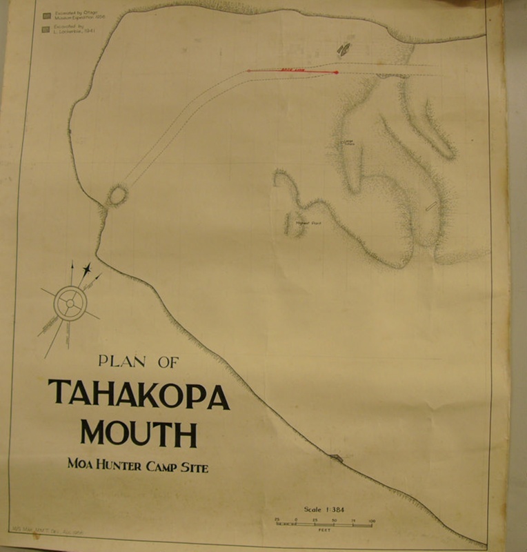 Map: plan of Tahakopa Mouth Moa Hunters' Campsite 1956; 1956; 0000.1021 ...