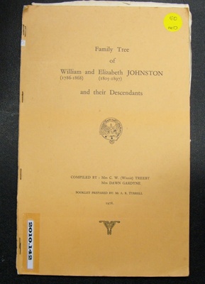 Genealogical Document, Family Tree of William and Elizabeth Johnston ...