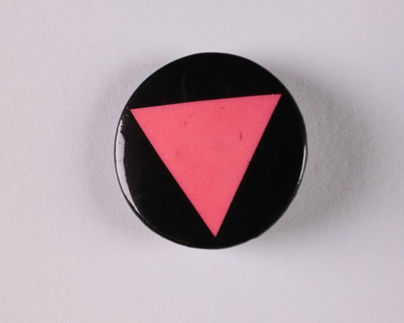 Badge, a pink triangle ; 1990s; 13_67_0034 | eHive