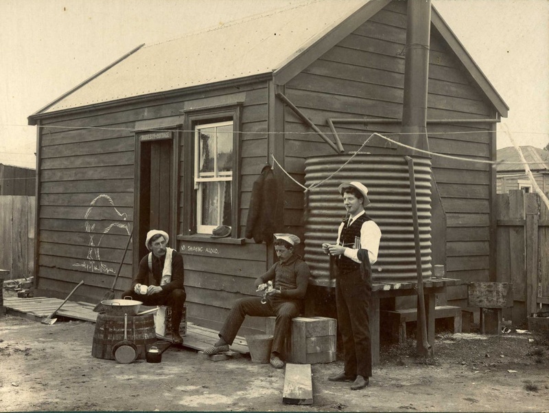 Miners outside hut; c1900; 40 | eHive