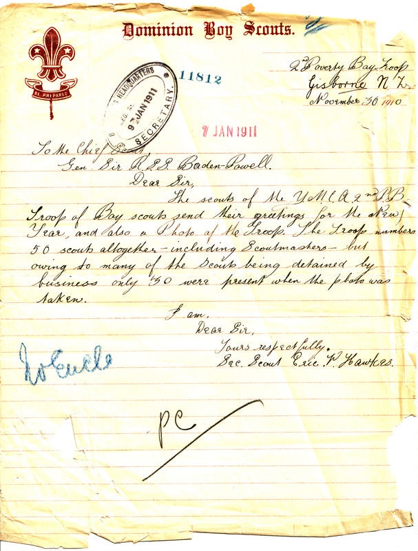 1910 Poverty Bay Scout correspondence | eHive