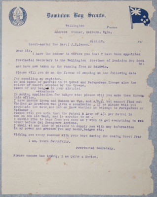1915 Provincial Scout letterhead | eHive