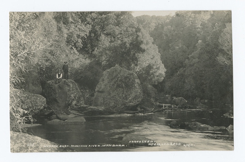 Postcard, Munro's Bush, Mimihau River, Wyndham; McEachen & Son; 06.04. ...