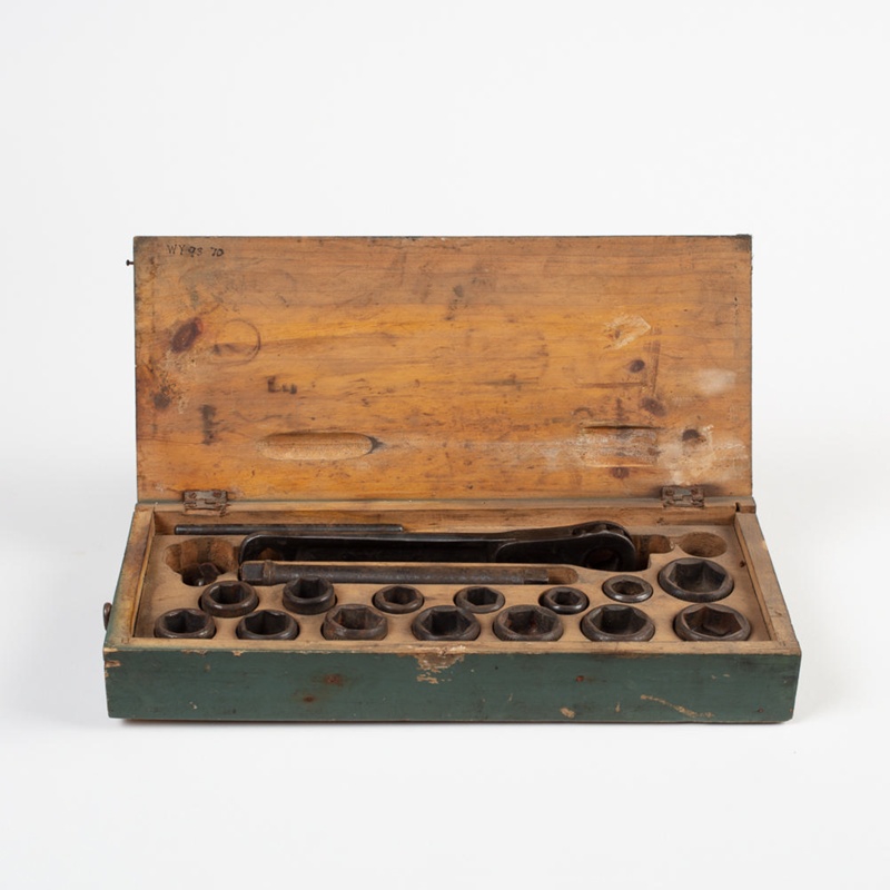 Socket Set, With Wooden Case; O M G; 1900-1950; WY.1993.70 | eHive