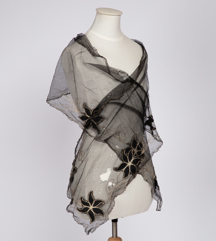 Stole, Embroidered net; Unknown manufacturer; 1900-1910; WY.1999.20.1 ...