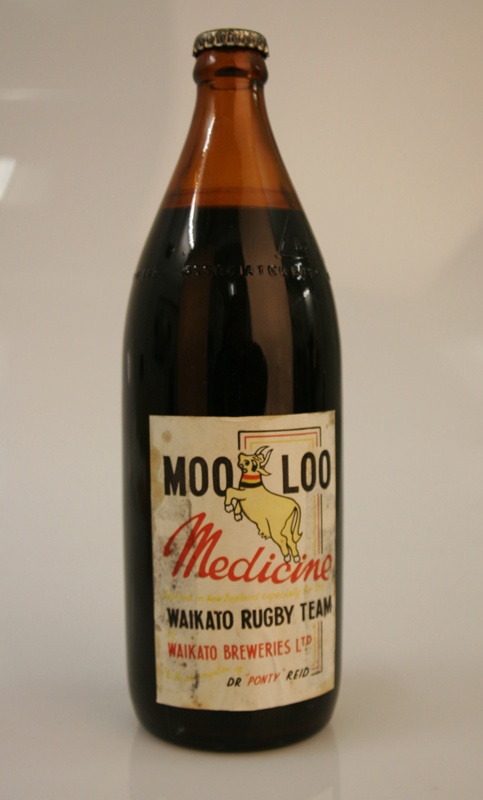 Beer bottle - 'Mooloo Medicine'; Waikato Breweries ; 1950s; 1992/29/1 ...