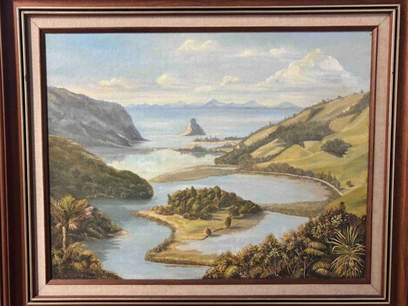 Framed painting. A still morning - Waiwera estuary; Unknown; 1991.015. ...