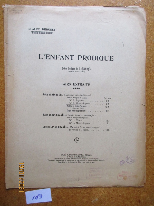 Music, sheet: Recit et Air de Lia, extrait de "L'enfant prodigue ...