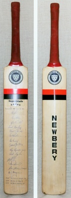 Cricket Bat: Newbery "Superblade" Bat signed by members of the ...