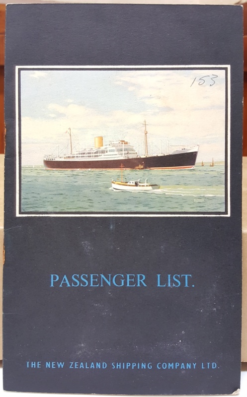 Ship Passenger List: R.M.S Ruahine ; C.1954; 2017.32.140 | eHive
