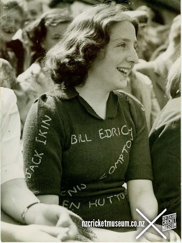 Photograph of Shelagh Wood in the crowd at the first Test between ...