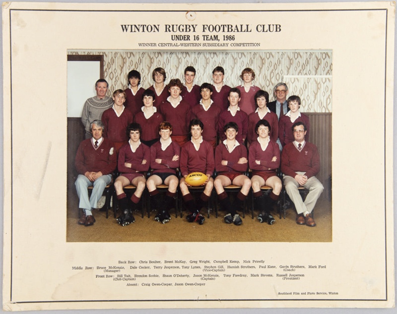 Photograph, Under 16 Winton Rugby Football Club team; Southland Film ...