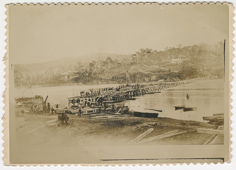 Photograph, Riverton bridge construction; Unknown photographer; 1874 ...