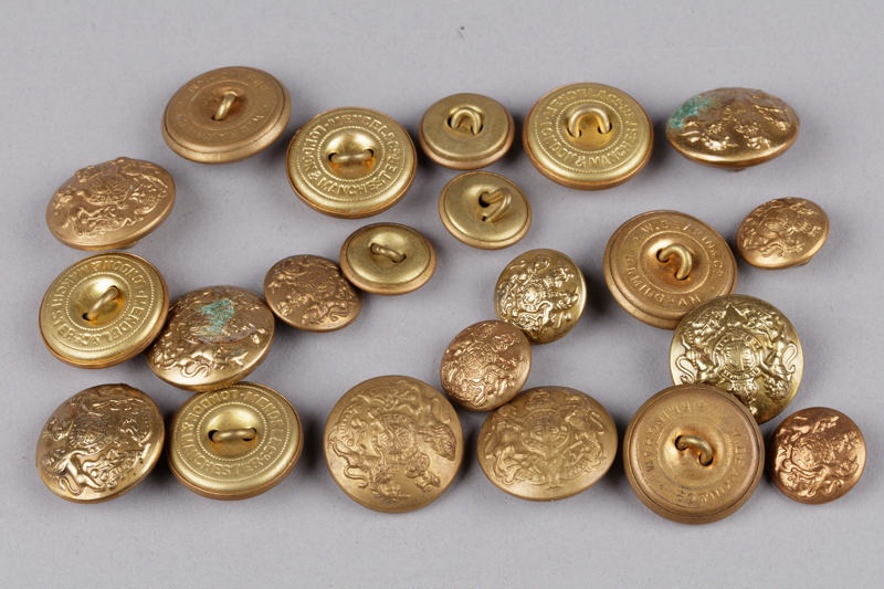 Buttons, Uniform, British Army; Unknown manufacturer; 1914-1919; RI ...