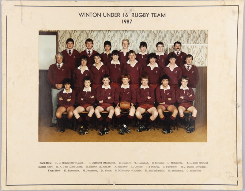 Photograph, Winton Under 16 rugby team; Unknown photographer; 1987; RI ...