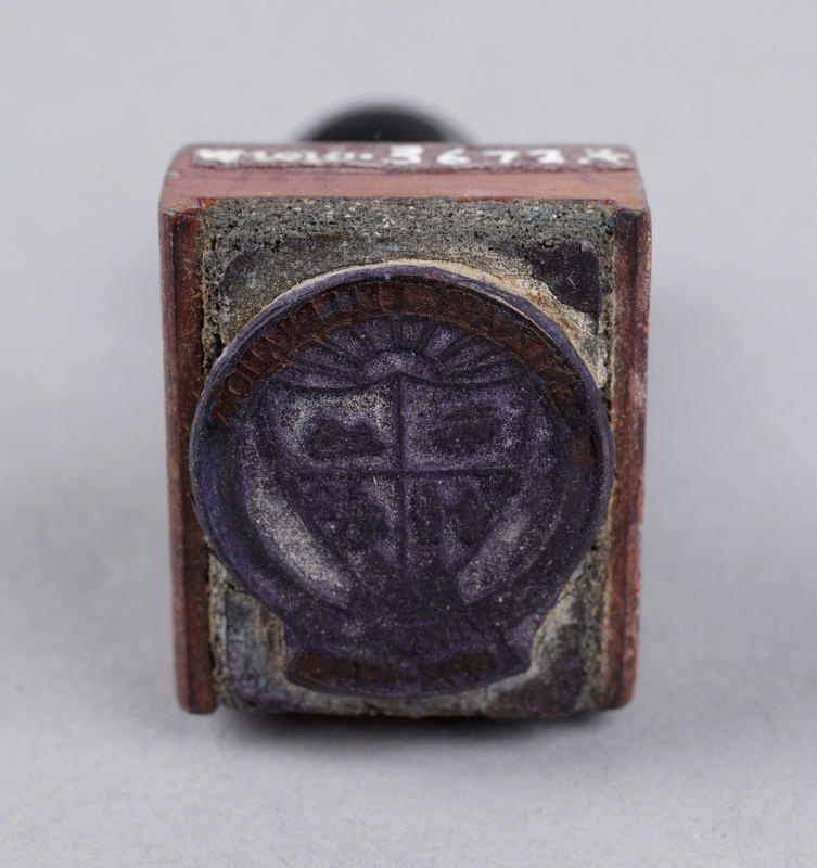 Office stamp, Rubber, Riverton Centenary Crest; Unknown maker; 1937; RI ...