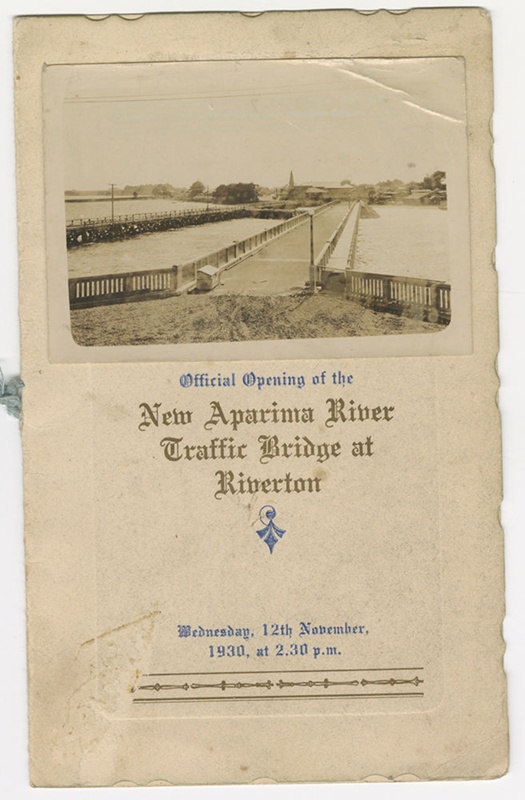 Photograph, Invitation to the opening of Riverton Bridge; Unknown ...