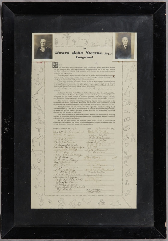 Framed certificate, Recognition of Service for Edward John Stevens ...