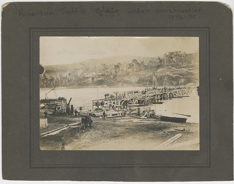 Photograph, Riverton bridge construction; Unknown photographer; 1874 ...