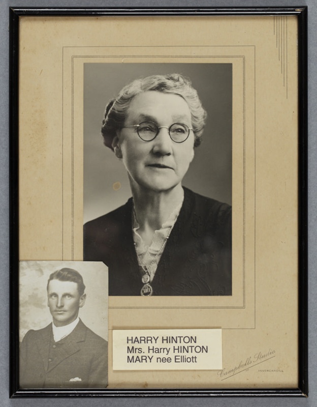 Framed photograph, Mary Hinton with inset of Harry Hinton; Campbell's ...