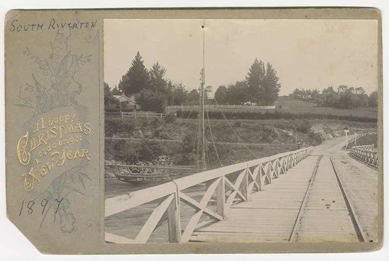 Photograph, Bridge at Riverton Aparima; Unknown maker; 1897; RI.P96.94. ...