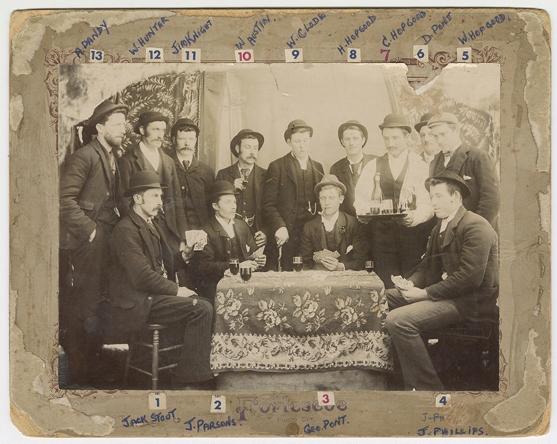 Photograph, A group of men at Colac Bay; Fortescue Photo Coy.; 1900 ...