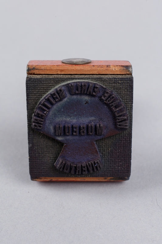 Office stamp, Rubber, 'Riverton Museum Wallace Early Settlers'; Unknown ...