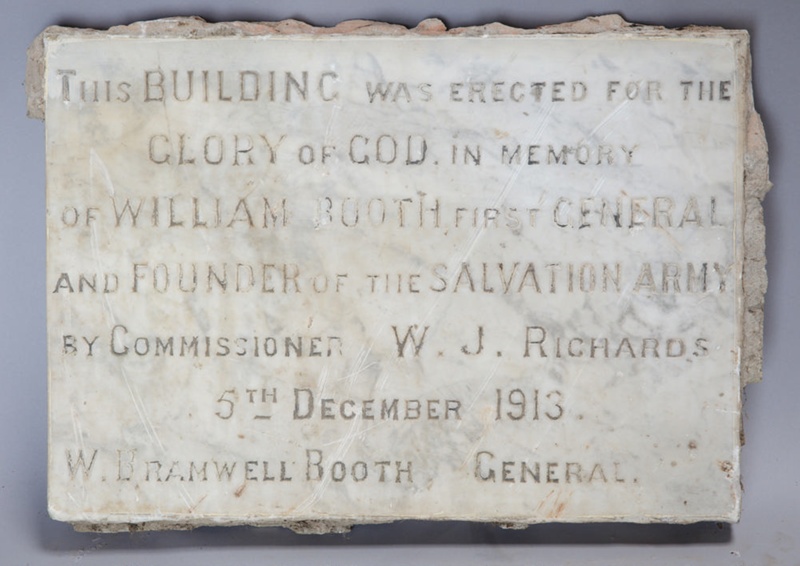 Plaque, Marble, Salvation Army, William Booth Memorial Hall; Unknown ...