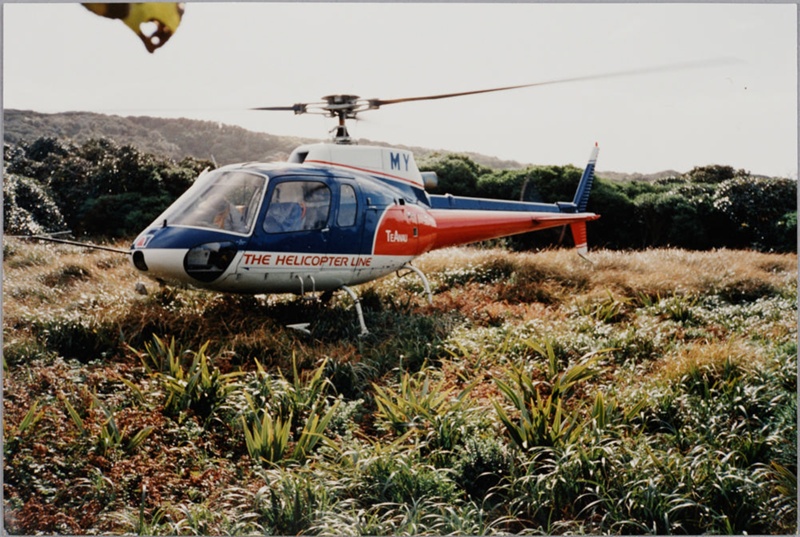 Photograph, Helicopter at the Tītī Islands; Unknown photographer; 1989 ...