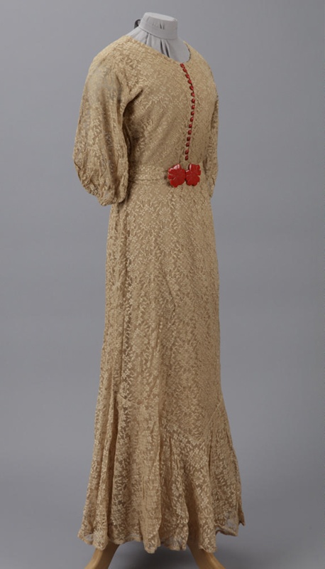 Dress, Engagement, Lace over taffeta, Worn by Mrs Marjorie Fallow (neé ...