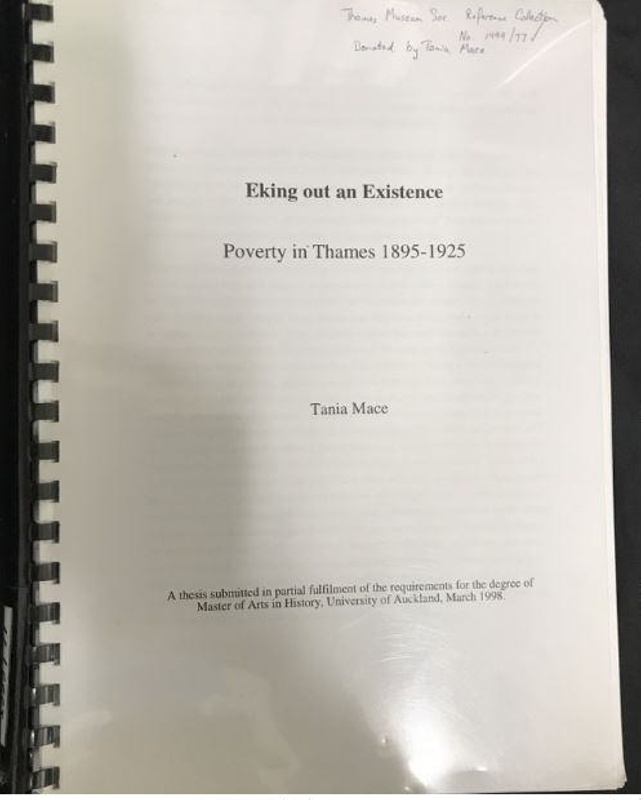 Booklet, Eking out an Existence; Poverty in Thames 1895 to 1925; Tania ...