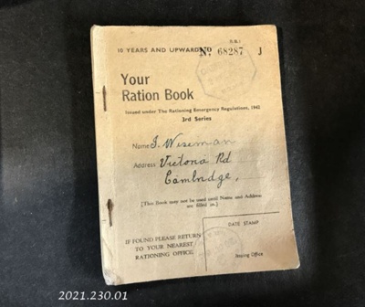 Ration Book, WWII; J Wiseman; 1940s; 2021.230.01 | eHive