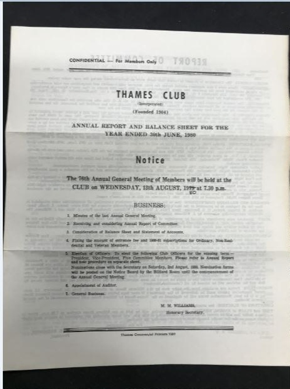 Documents, Thames Club; The Thames Club; 1980; 2023.125.07 | eHive